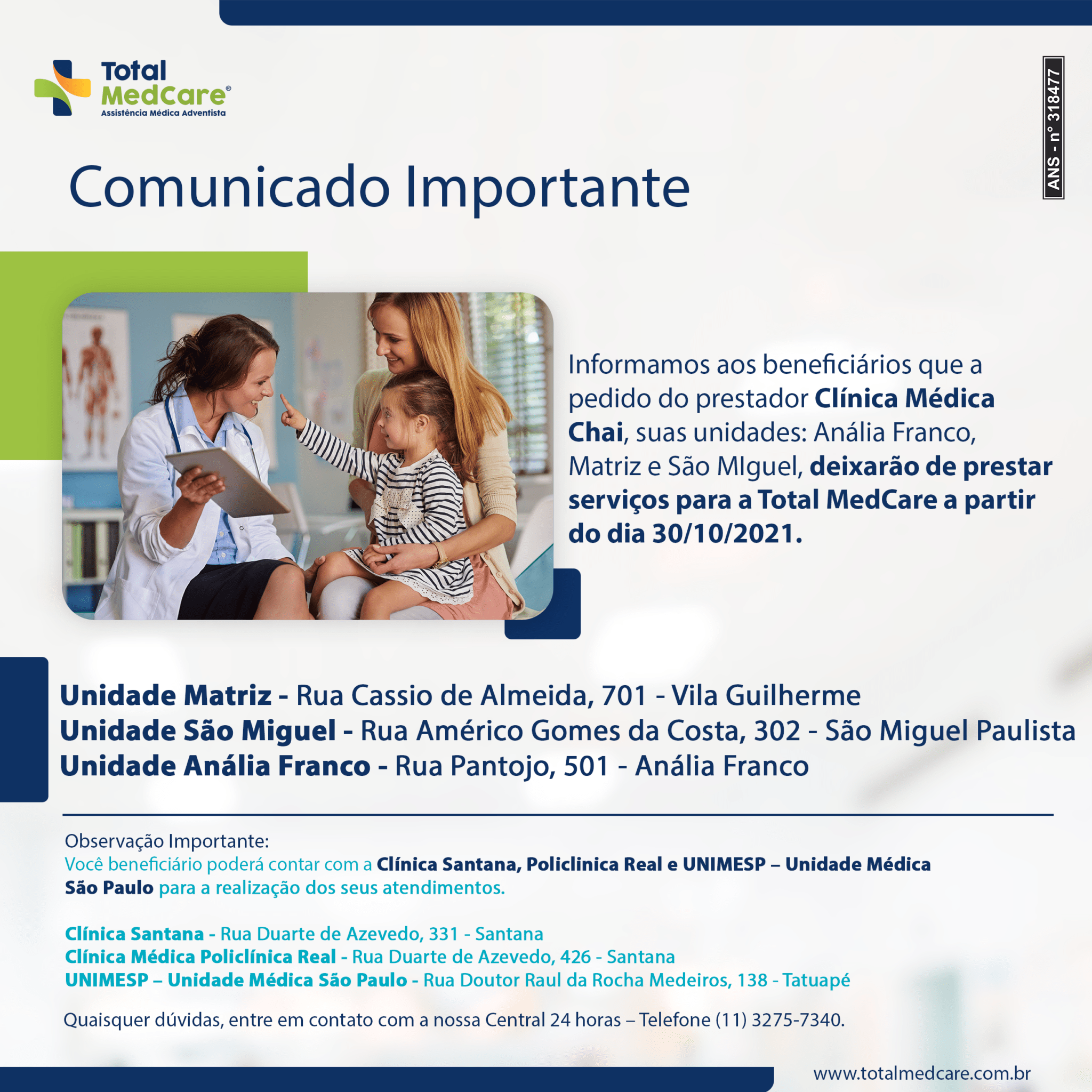 Comunicado Importante - Total MedCare